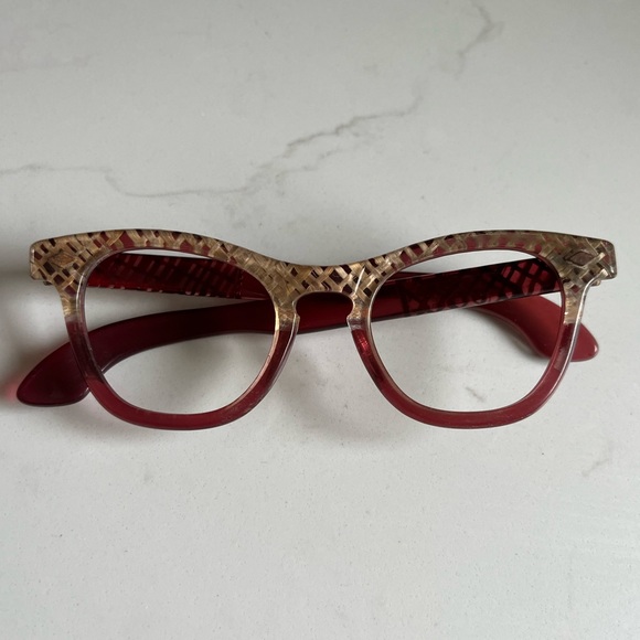 Vintage | Accessories | Vintage 4s 50s Retro Gold Red Cat Eye Plastic ...